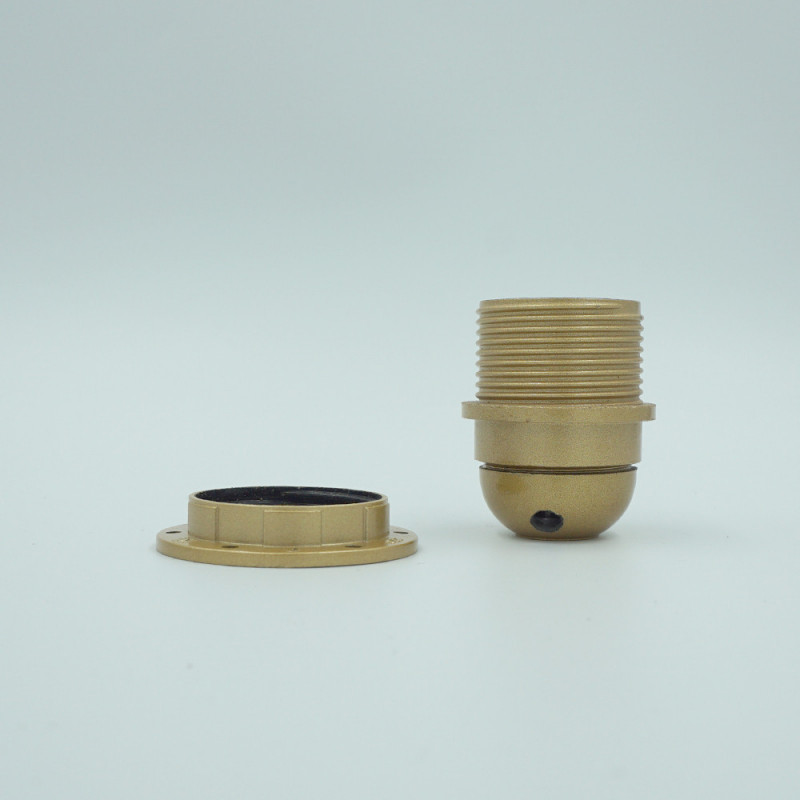 douille électrique bakélite E27 percée couleur or